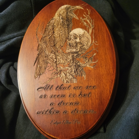 Hand Crafted | Accents | Unique Edgar Allan Poe Custom Engraved 2 Oval ...